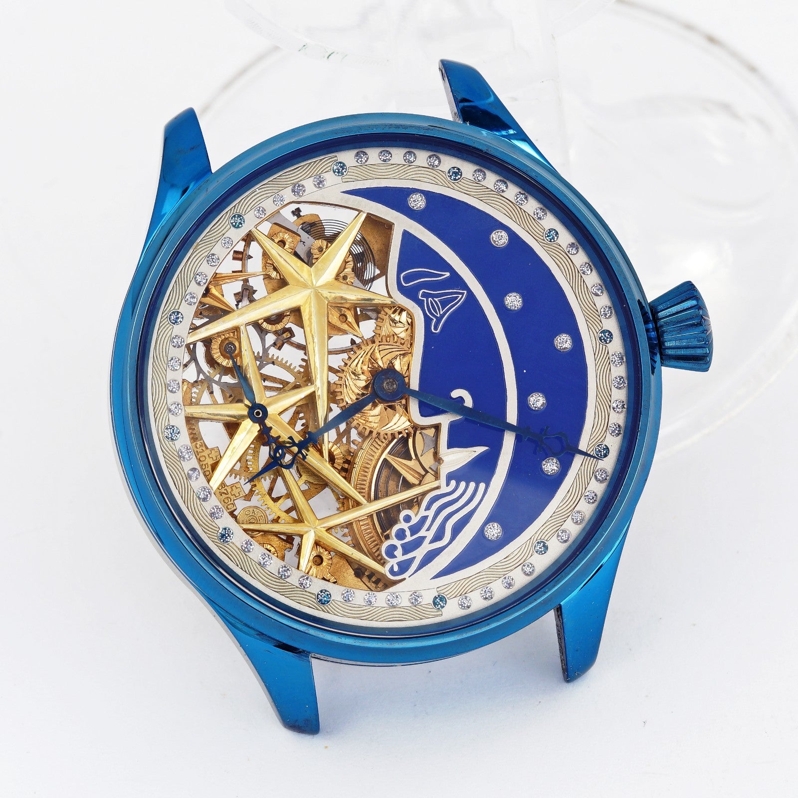 Omega Swiss made blue PVD marriage men's unique wristwatch cosmos them